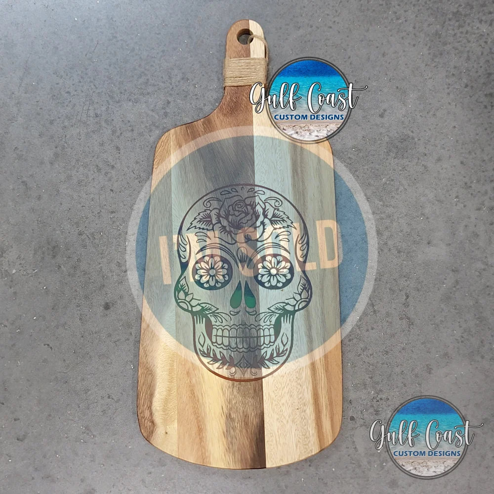 Sugar Skull Epoxy Inlay Design Cutting Charcuterie Board – Gulf Coast ...